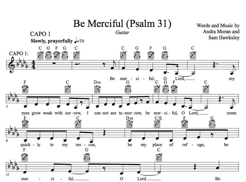 Be Merciful (guitar and Piano) Lead Sheet - Etsy