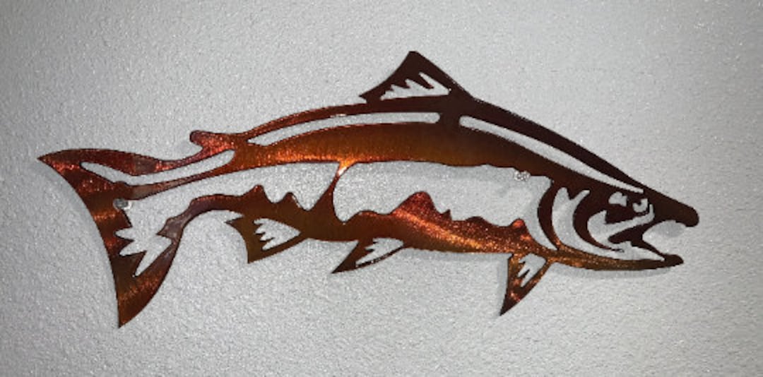 Plasma Cut Kandy Painted Salmon Metal Mancave Garage Wall Art Home ...