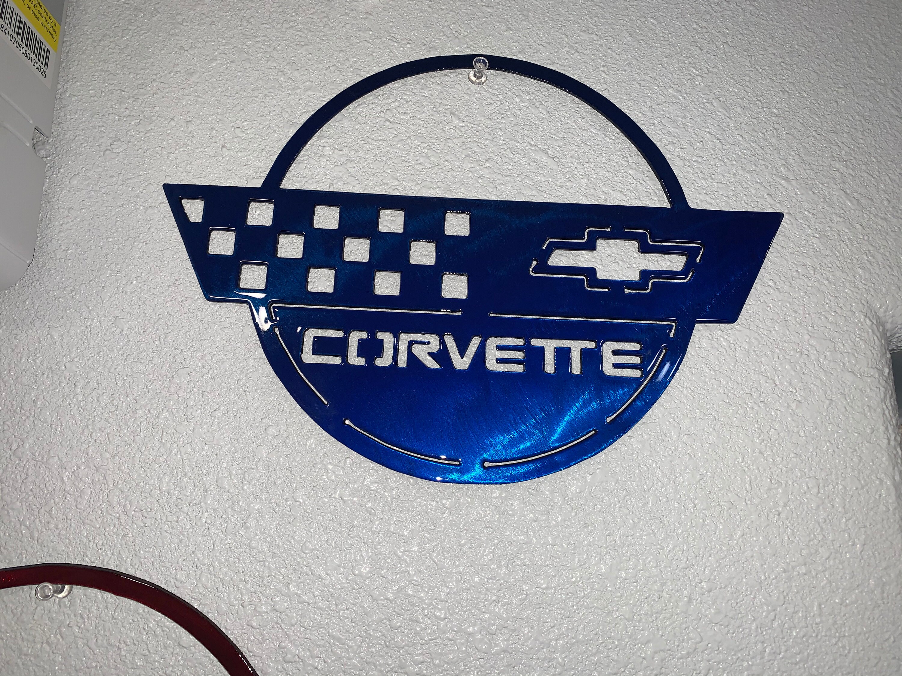 Plasma Cut Kandy Blue Corvette Plaque Style 2 Metal Mancave Garage Wall ...