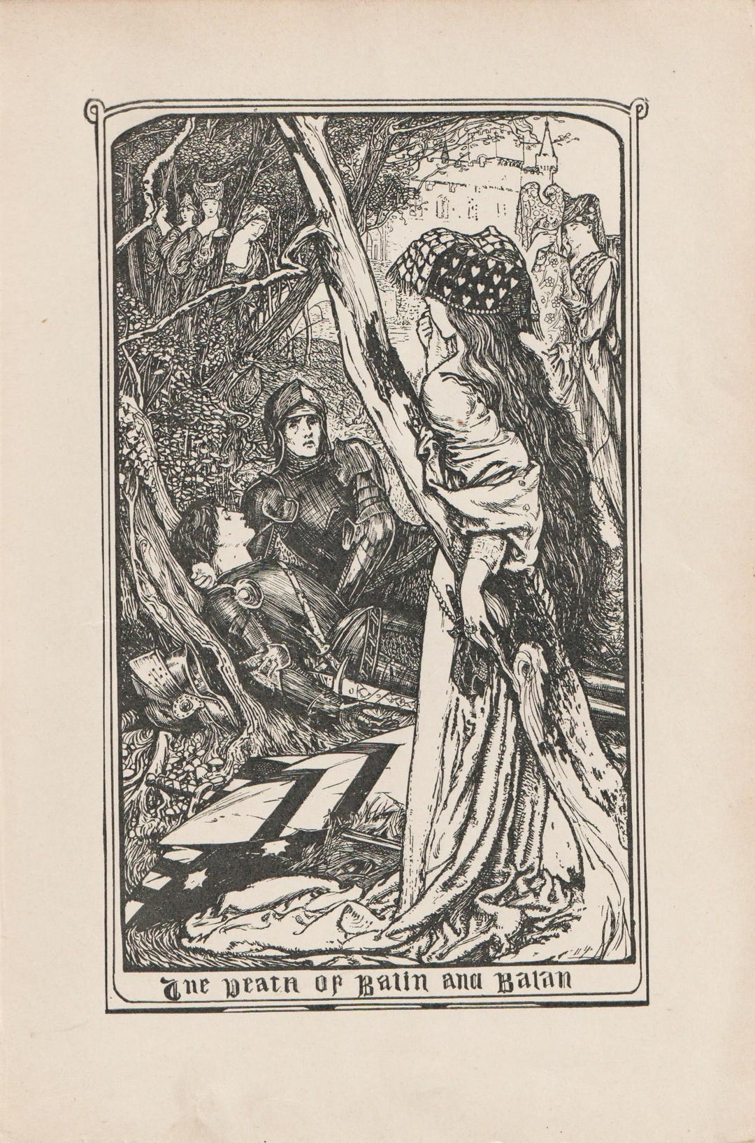 Antique Victorian Circa 1890s Legendary Story Illustration the Death of ...