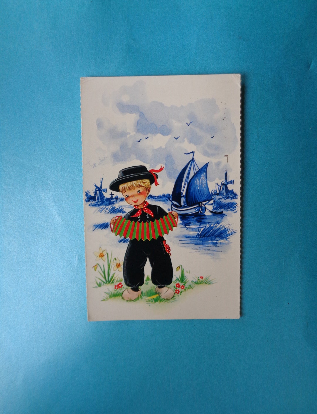 Vintage Circa 1960s Dutch Postcard Dutch Boy in Traditional Costume ...