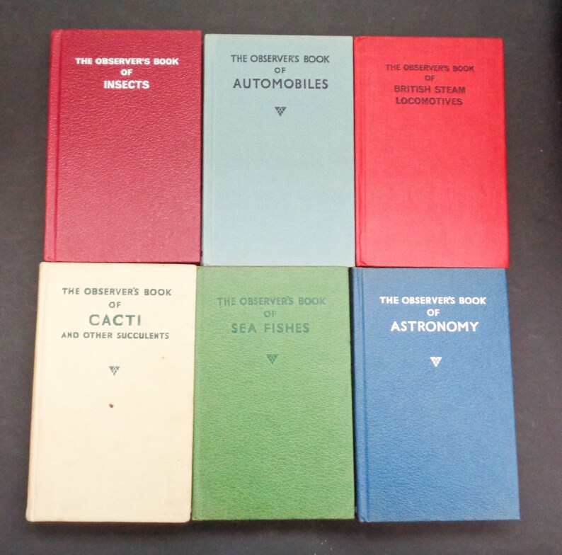 Vintage Observers Books Various Titles Coloured Cloth - Etsy UK