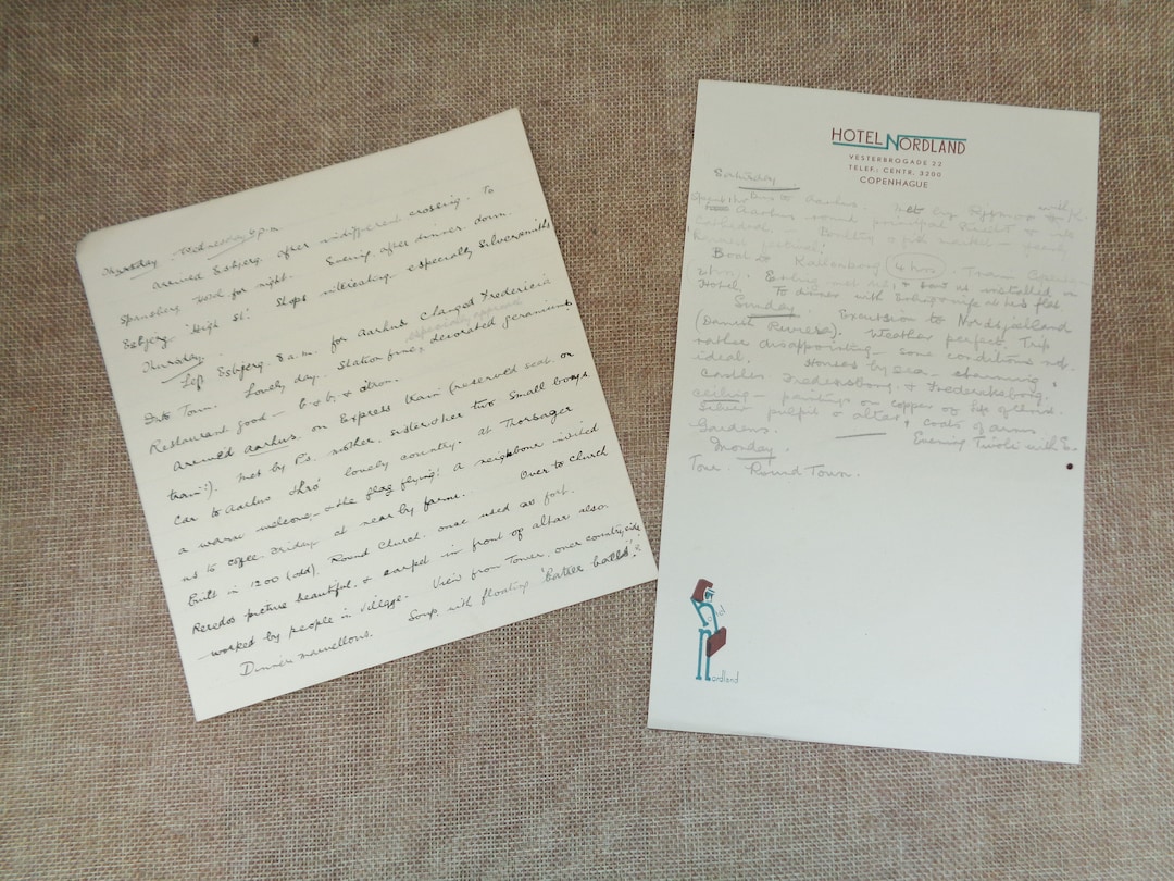 Vintage Circa 1950s Handwritten Itinerary/diary Entries From Denmark ...