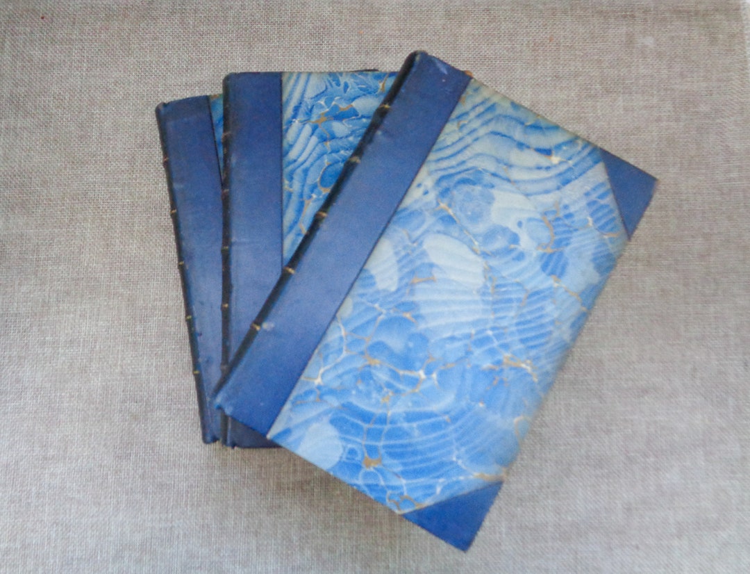 Antique Circa 1860s 3 Volume Set of Decorative Blue Marbled Books ...
