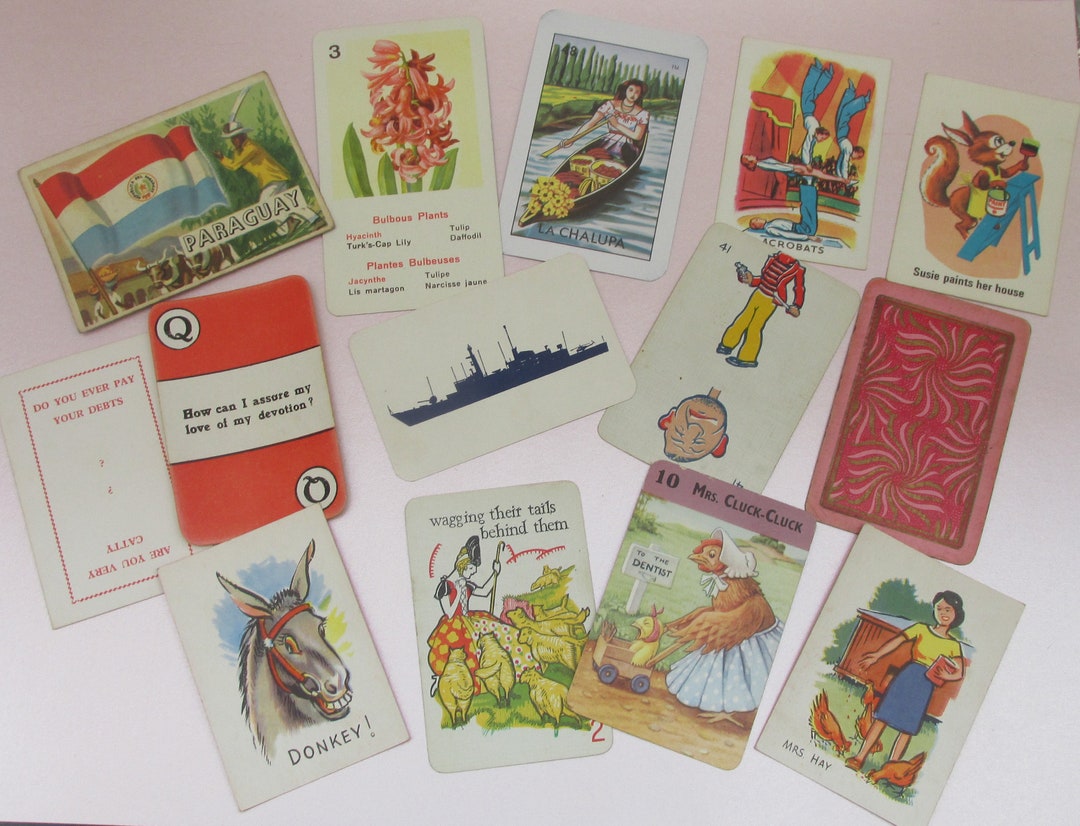 Mixed Lot of 14 Vintage Game Cards/playing Cards Pack Junk Journal ...