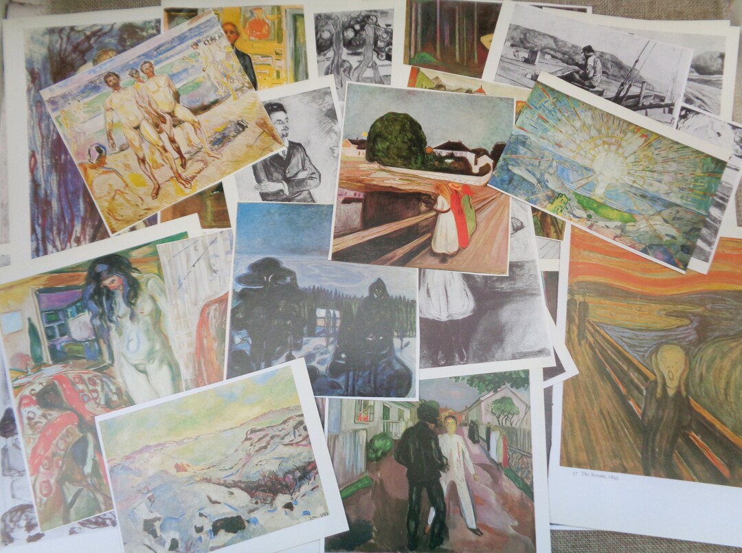 Edvard Munch - Art Themed 30 PC Vintage Ephemera Pack - Large (A4) Pack ...