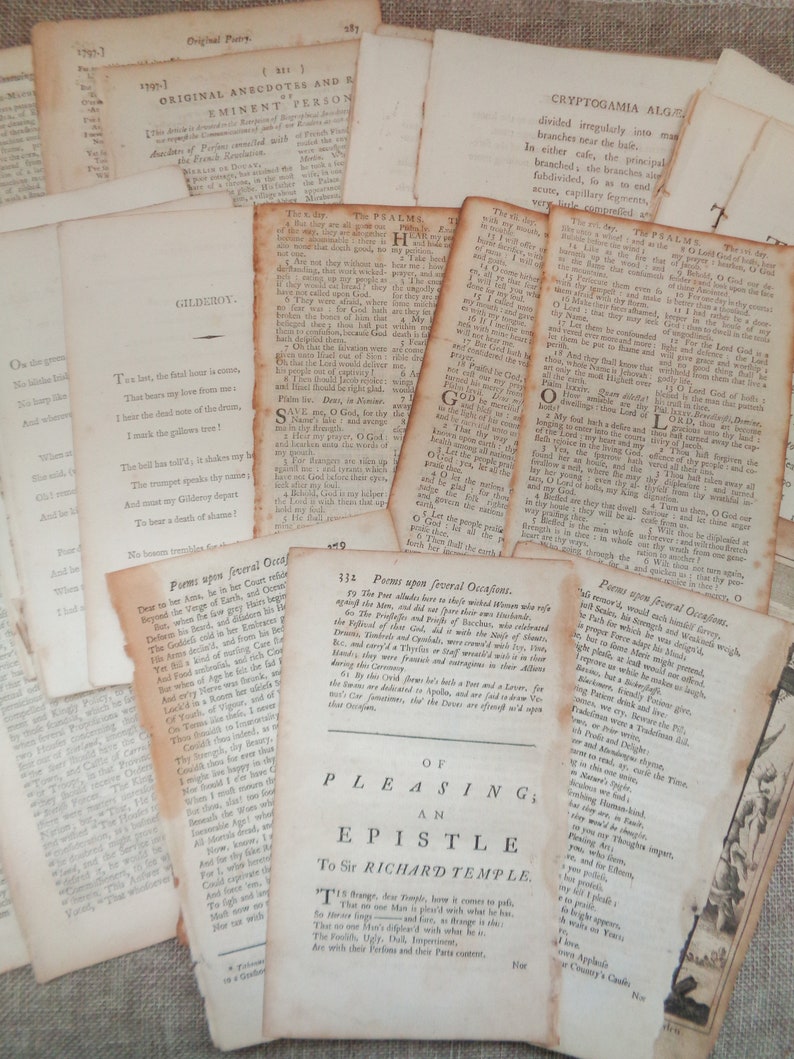 50 X Antique 1700s Book Pages for Crafting - Almost 300 Hundred Years ...