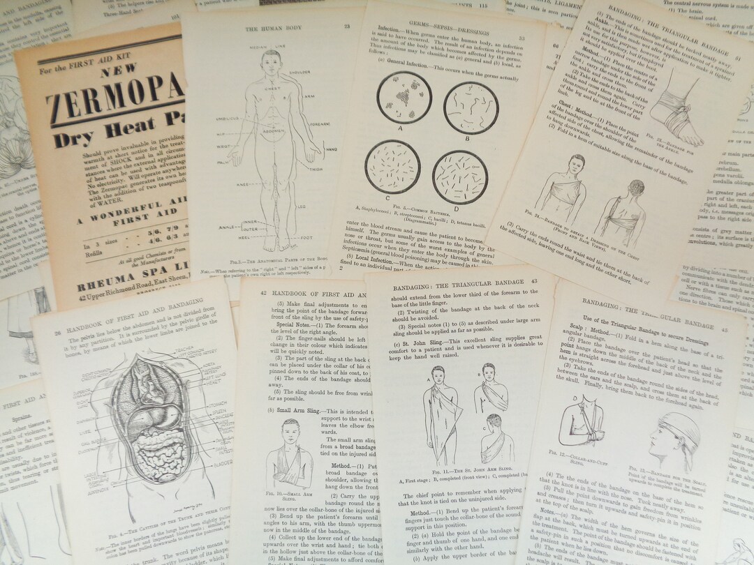 20 X Vintage 1950s First Aid Pages for Crafting - Etsy