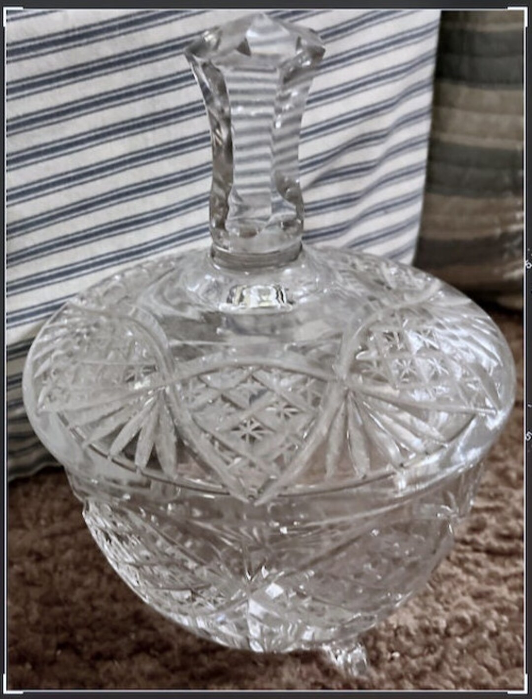 Beautiful Antique 3 Footed Heavy Cut Clear Crystal Candy Bowl - Etsy