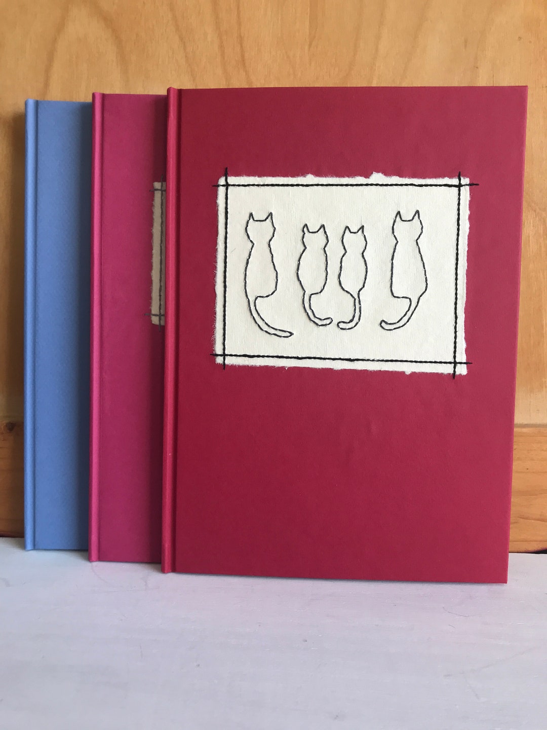 Baby Book With Embroidered Cat Family, Red Baby Book, Cat Baby Book ...