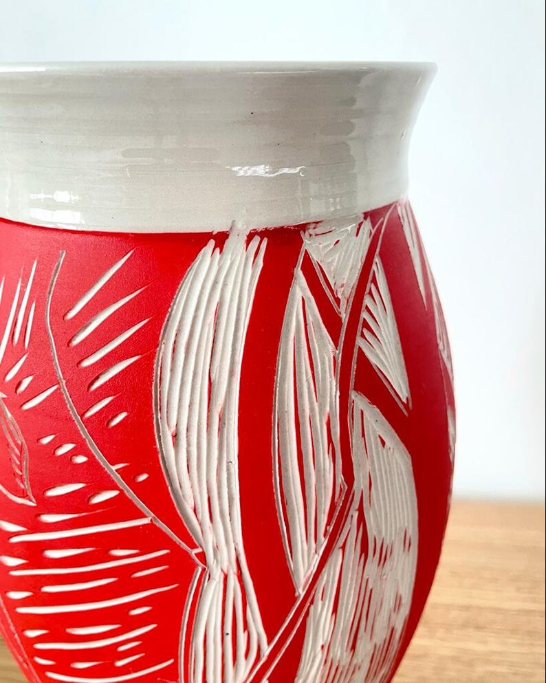 Sgraffito Vase Abstract Vase Modern Vase Ceramic Decor - Etsy