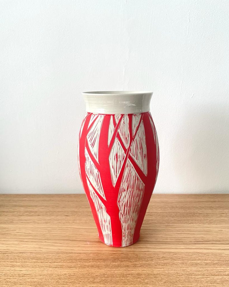 Sgraffito Vase Abstract Vase Modern Vase Ceramic Decor - Etsy