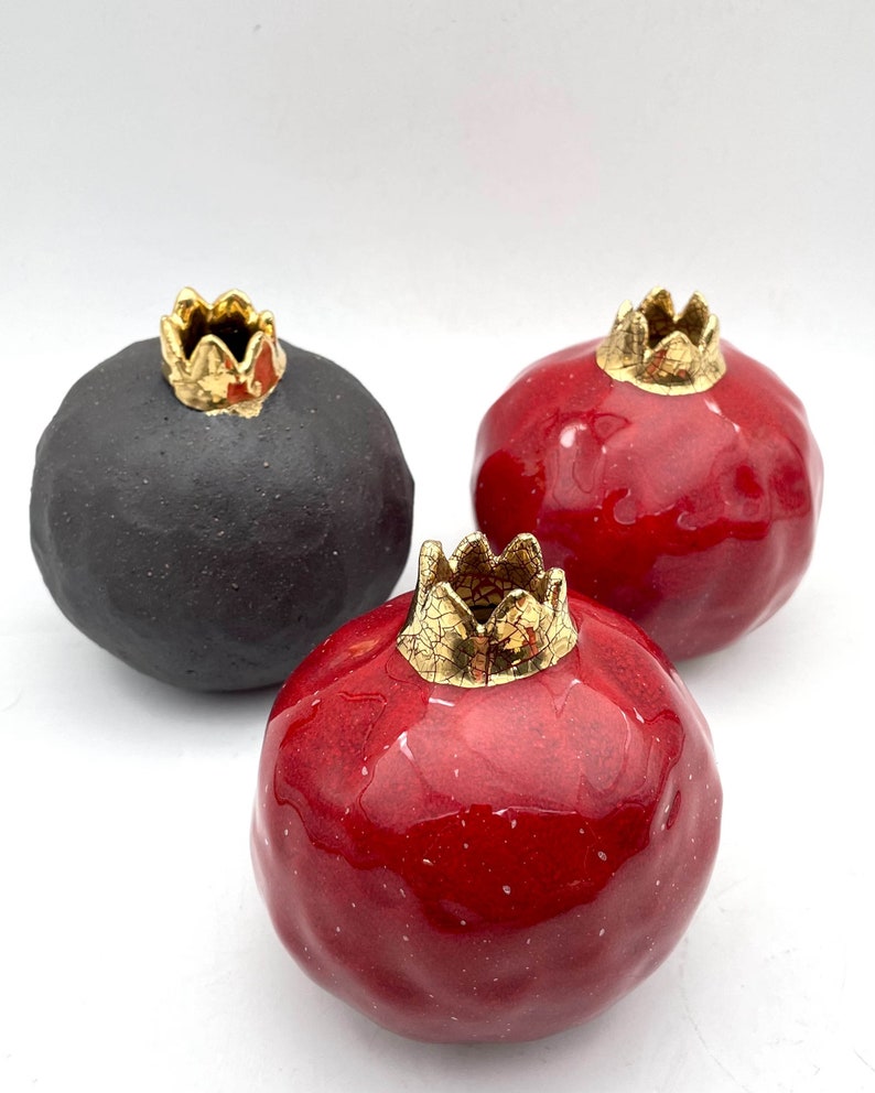 Pomegranate Set, Ceramic Art Sculpture, Fruit Set, Pomegranate Decor ...