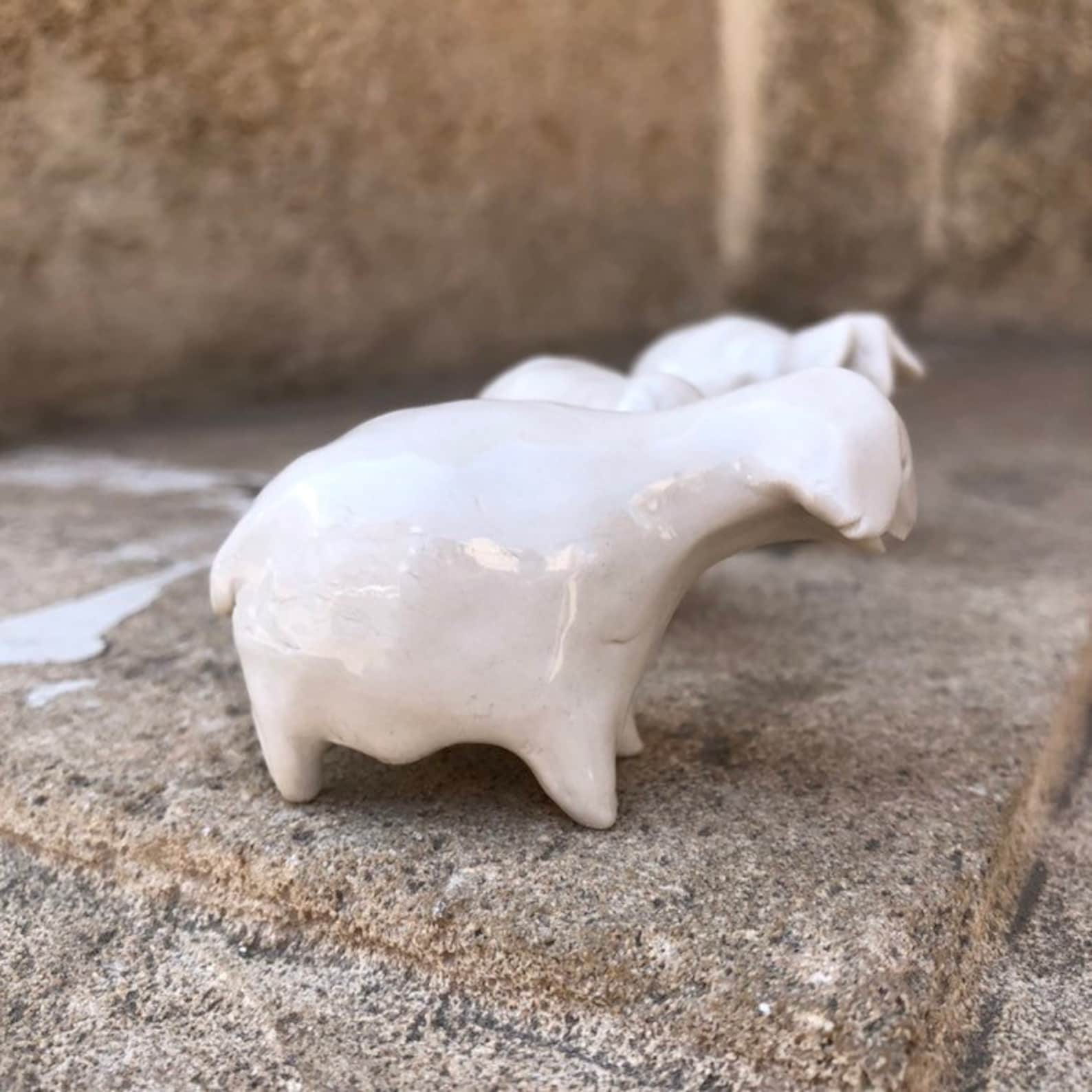 One Small Ceramics White Sheep, Porcelain, Handmade, Ceramic Sculpture ...