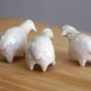 Set of Three Small Ceramics White Sheep, Porcelain, Handmade, Ceramic ...