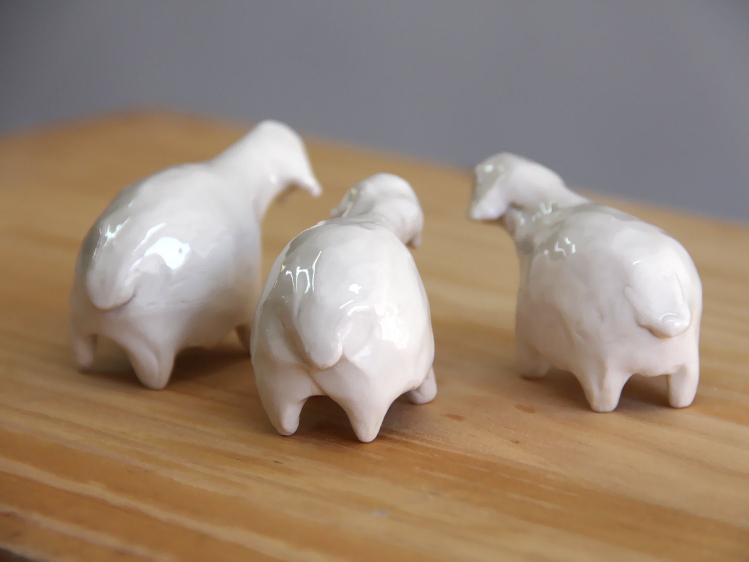 Set of Three Small Ceramics White Sheep Porcelain Handmade - Etsy Israel