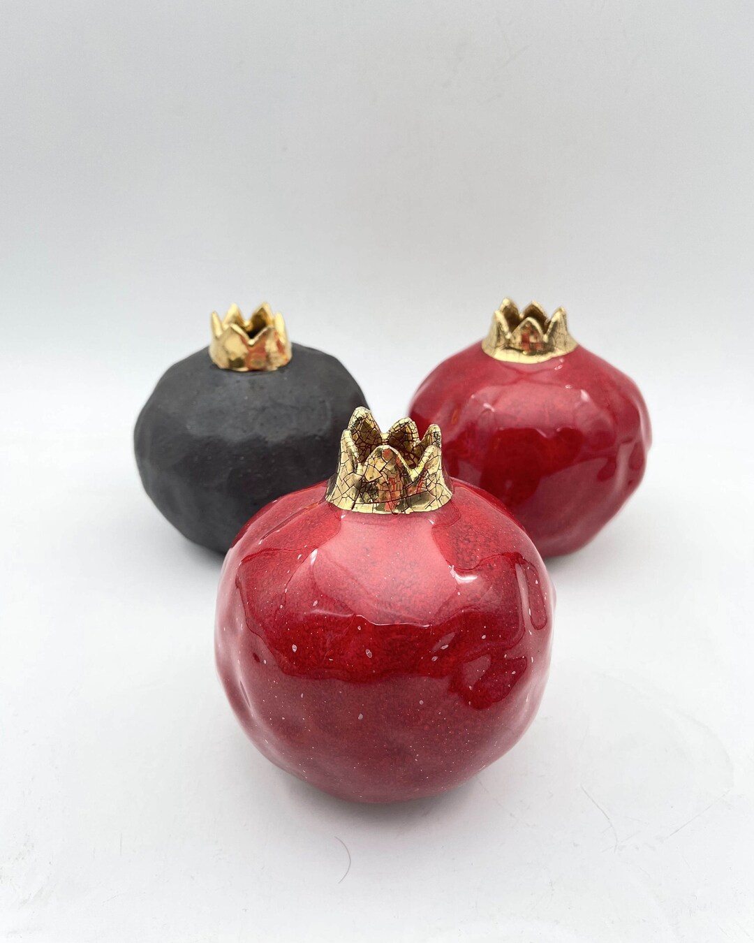 Pomegranate Set, Ceramic Art Sculpture, Fruit Set, Pomegranate Decor ...