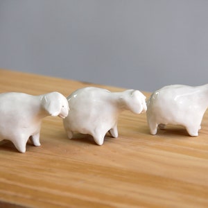 Set of Three Small Ceramics White Sheep, Porcelain, Handmade, Ceramic ...