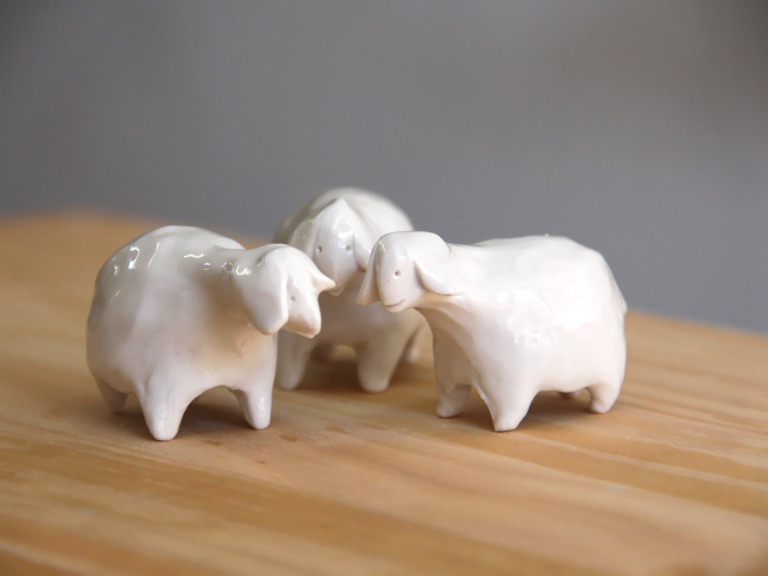 Set of Three Small Ceramics White Sheep Porcelain Handmade - Etsy Israel