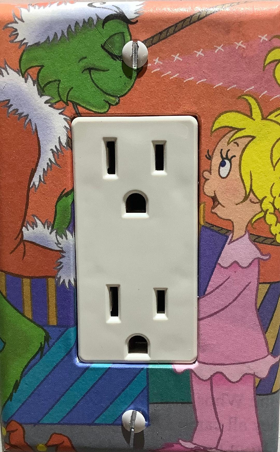 Grouchy Mean Green in Santa Suit With Girl Single Rocker/gfi Plate ...