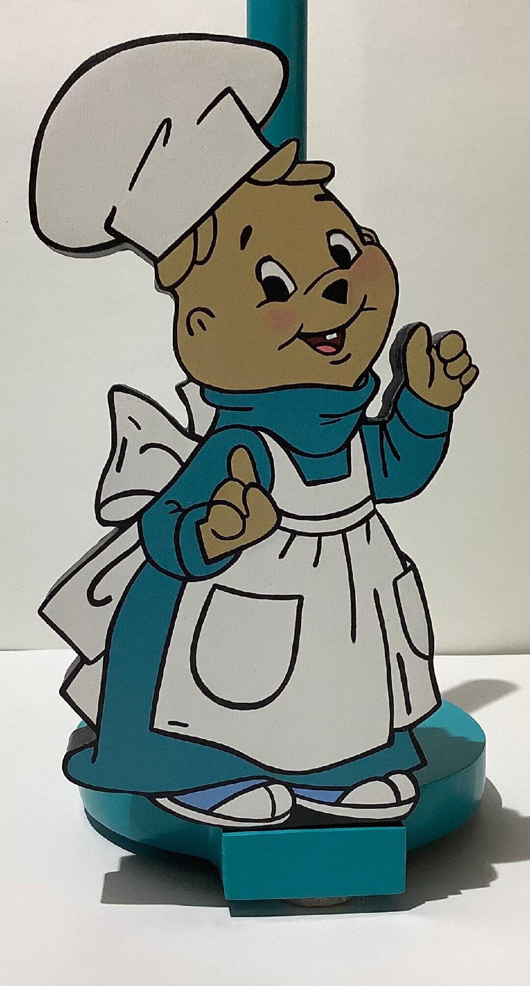 Singing Chipmunk Chef Wood Kitchen Countertop Paper Towel Holder Gift ...