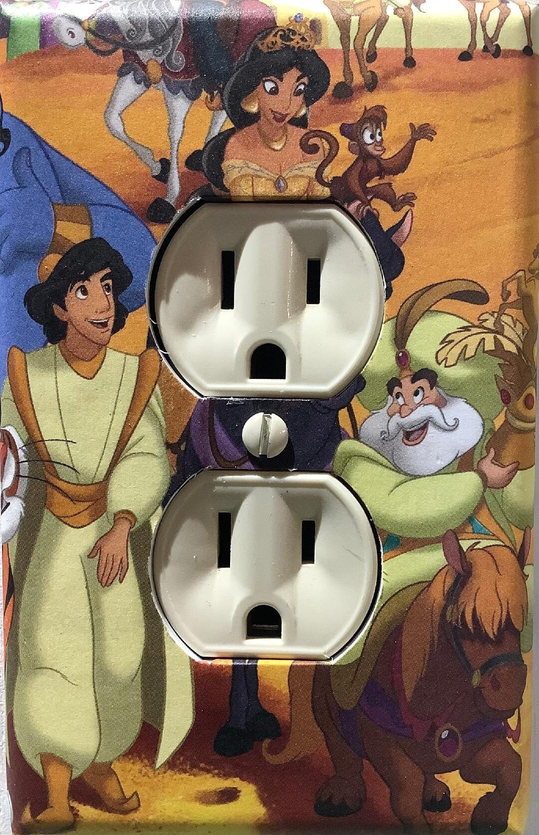 Aladdin and Jasmine Outlet Plate Cover Bedroom Bathroom Nursery Daycare ...