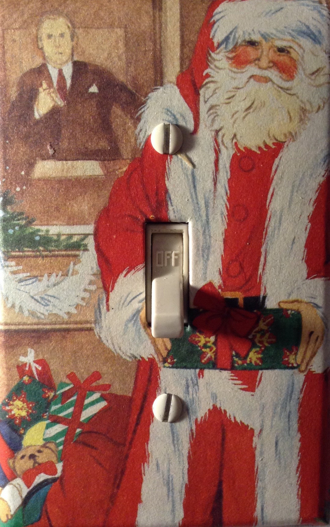Santa Claus Christmas Light Switch Cover Bakery Cafe Entryway Kitchen ...