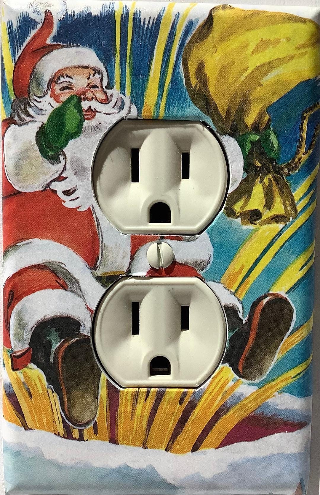 Santa Claus Tapping Nose Christmas Outlet Plate Cover Bedroom Bathroom ...