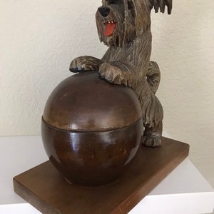 RARE Vintage ANRI Skye Terrier Humidor Carved Wood Dog Italy 11.5" Tall ...