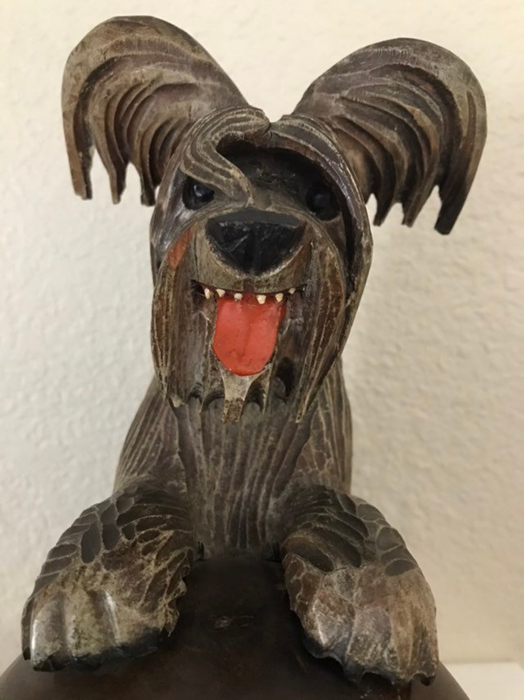 RARE Vintage ANRI Skye Terrier Humidor Carved Wood Dog Italy 11.5" Tall ...