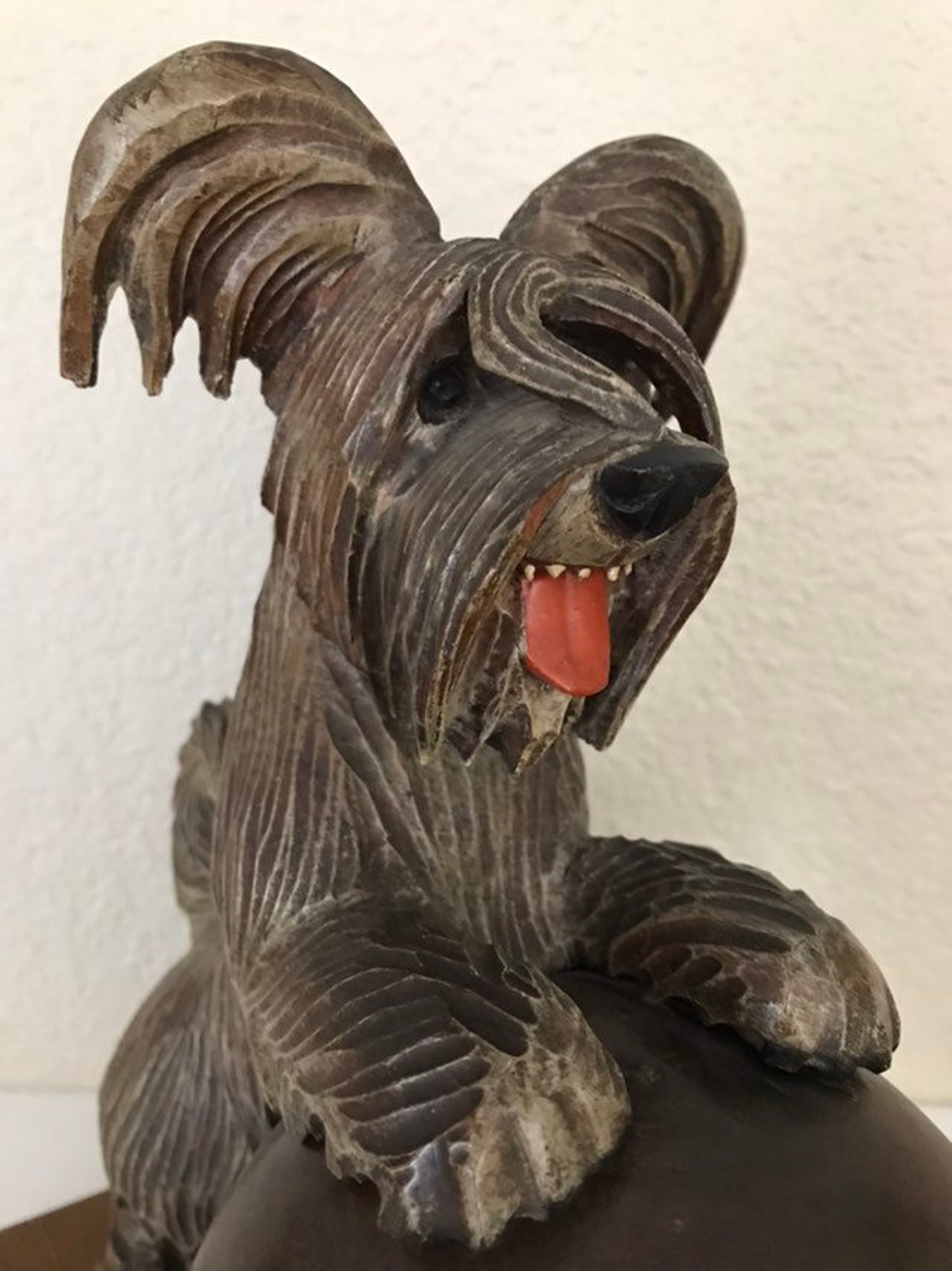 RARE Vintage ANRI Skye Terrier Humidor Carved Wood Dog Italy 11.5 Tall ...