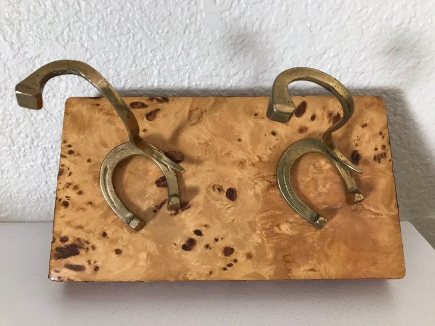 VTG Dunhill Double Pipe Rest Birds Eye Maple Wood Leather Wrap Brass ...