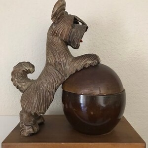 RARE Vintage ANRI Skye Terrier Humidor Carved Wood Dog Italy 11.5" Tall ...