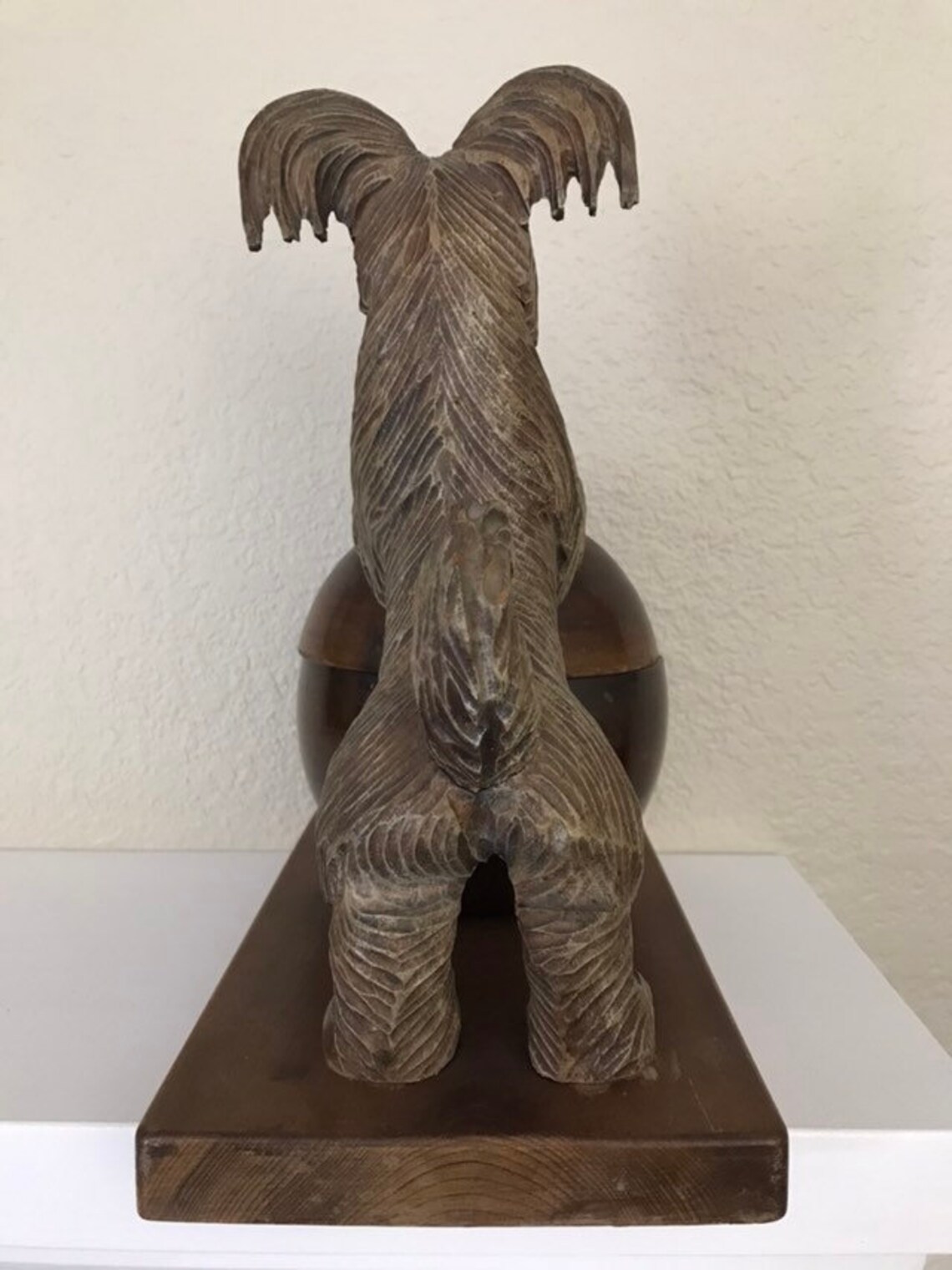 RARE Vintage ANRI Skye Terrier Humidor Carved Wood Dog Italy 11.5 Tall ...