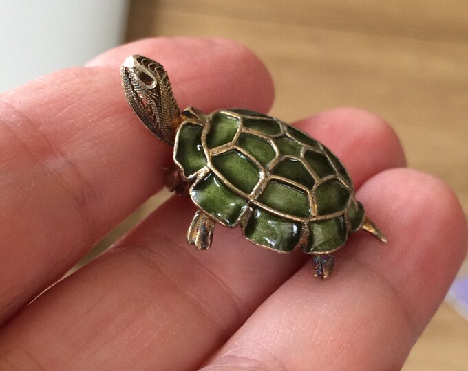 Antique Enameled and 800 Sterling Silver Turtle Brooch - Etsy