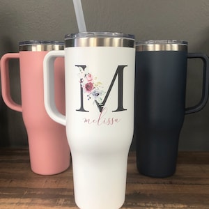 Personalized 40 Oz Tumbler With Handle, Monogram Tumbler, Travel Mug ...