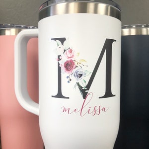 Personalized 40 Oz Tumbler With Handle, Monogram Tumbler, Travel Mug ...