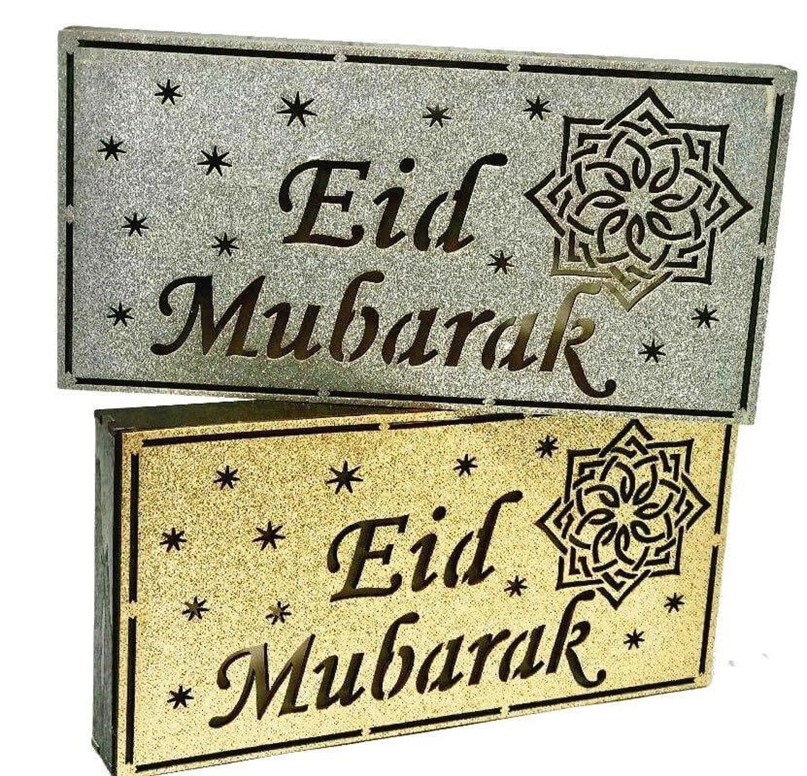 Gold Glitter Eid Mubarak LED Light Box battery Operated for - Etsy