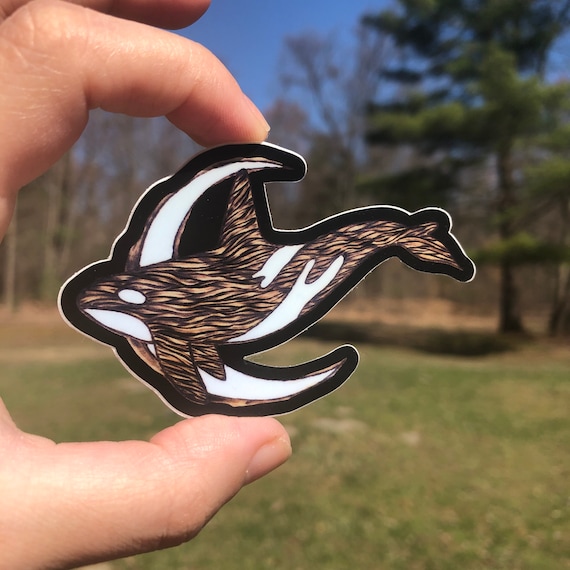 Set of Two Orca Sticker Original Whale Vinyl Sticker - Etsy