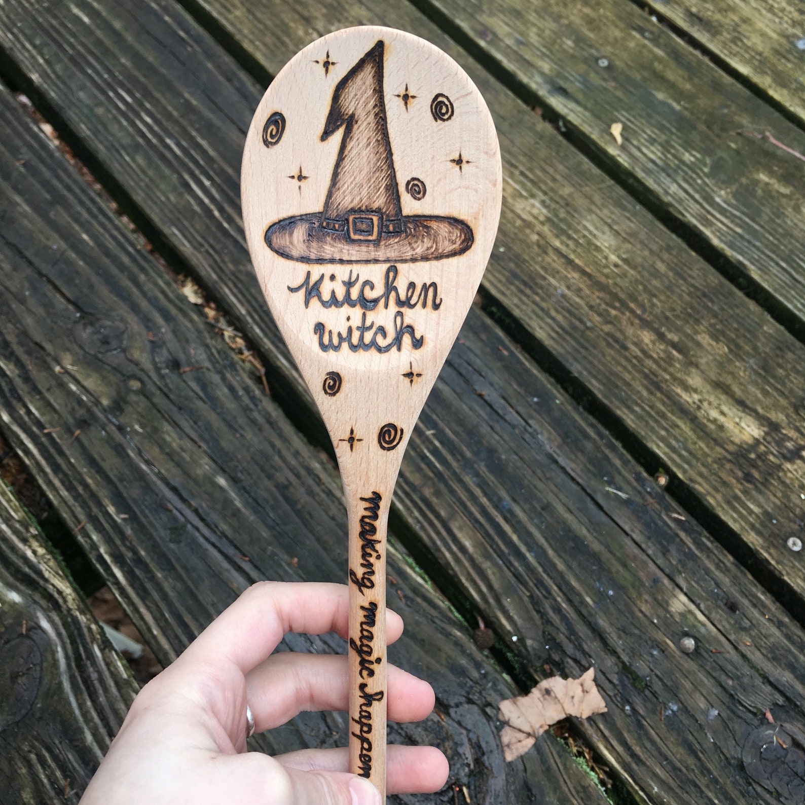 Kitchen Witch Wood Burned Spoon - Etsy