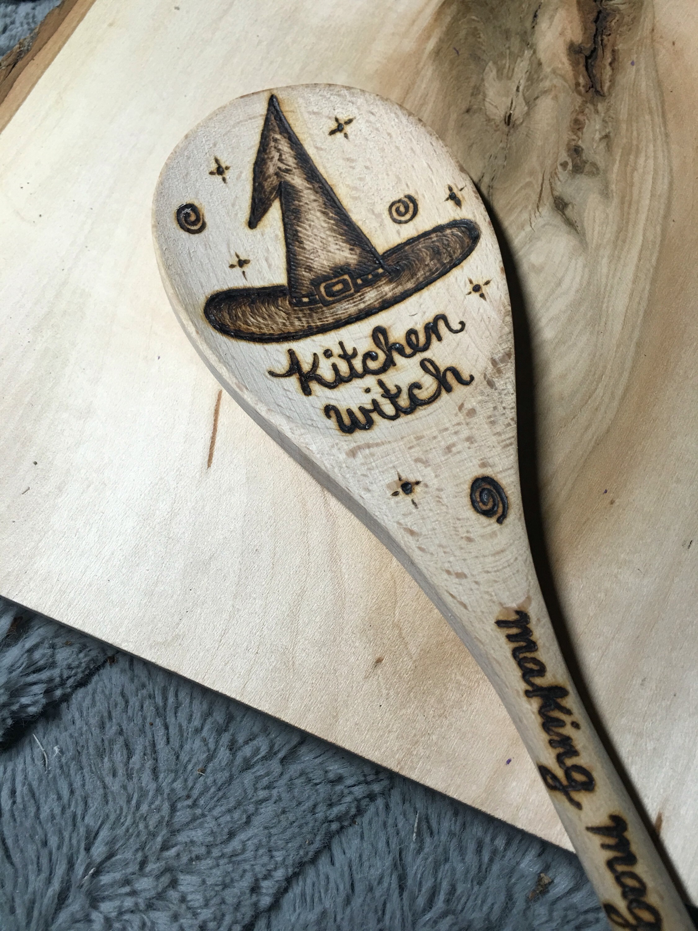 Kitchen Witch Wood Burned Spoon | Etsy