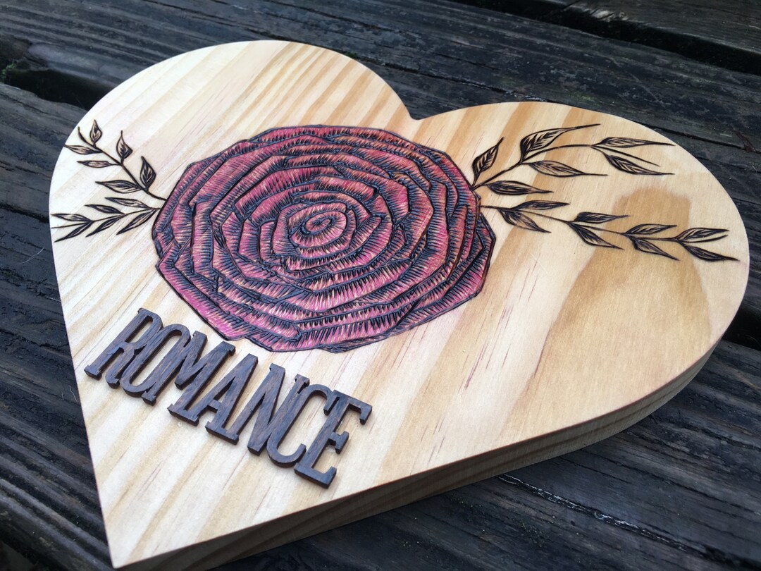 Woodburned Rose Wall Decor - Etsy