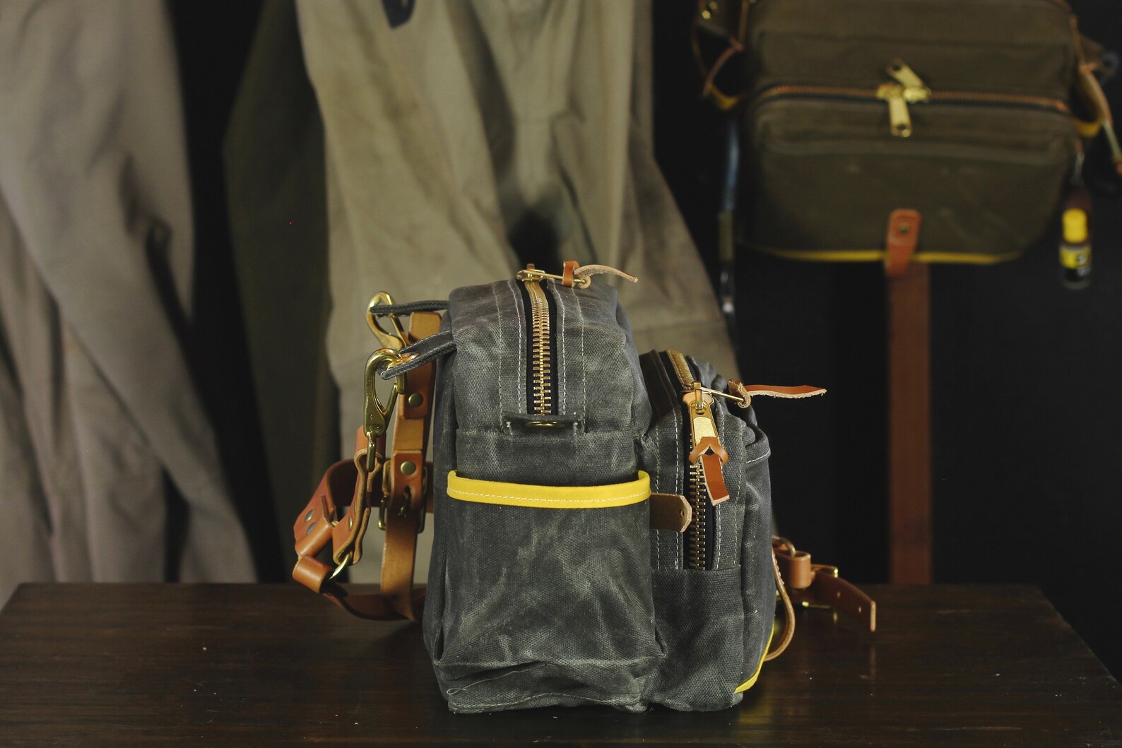 Waxed Canvas and Leather Fly Fishing Bag With Front Mounted | Etsy