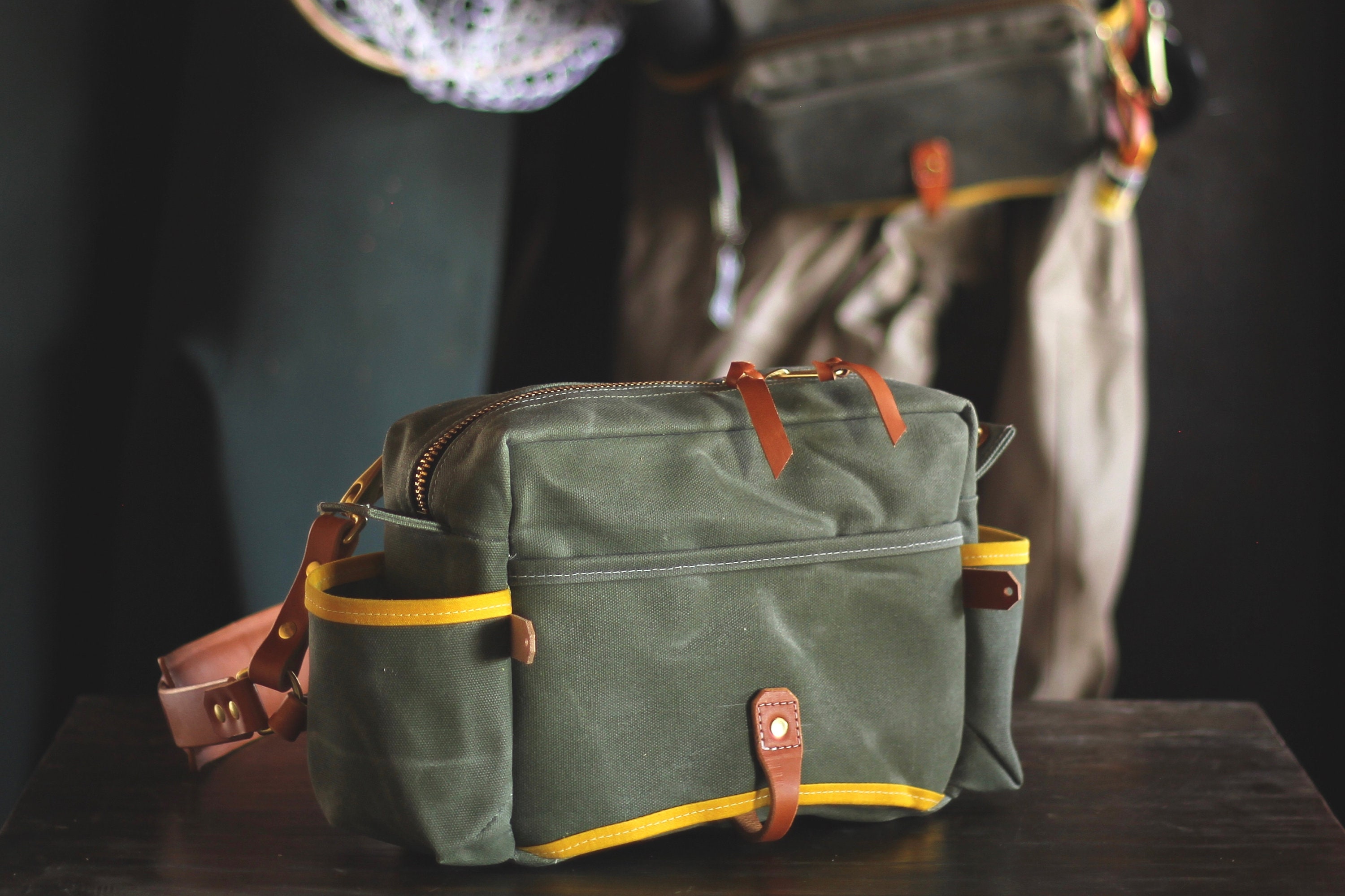 Minimalist Waxed Canvas and Leather Fly Fishing Bag With Front Mounted ...