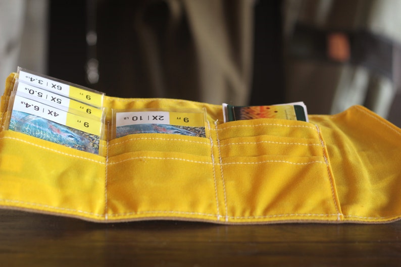 Waxed Canvas and Leather Fly Fishing Leader Wallet - Etsy
