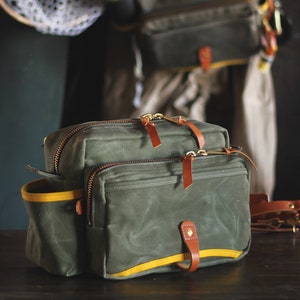 Waxed Canvas and Leather Fly Fishing Bag With Front Mounted Net Slot ...