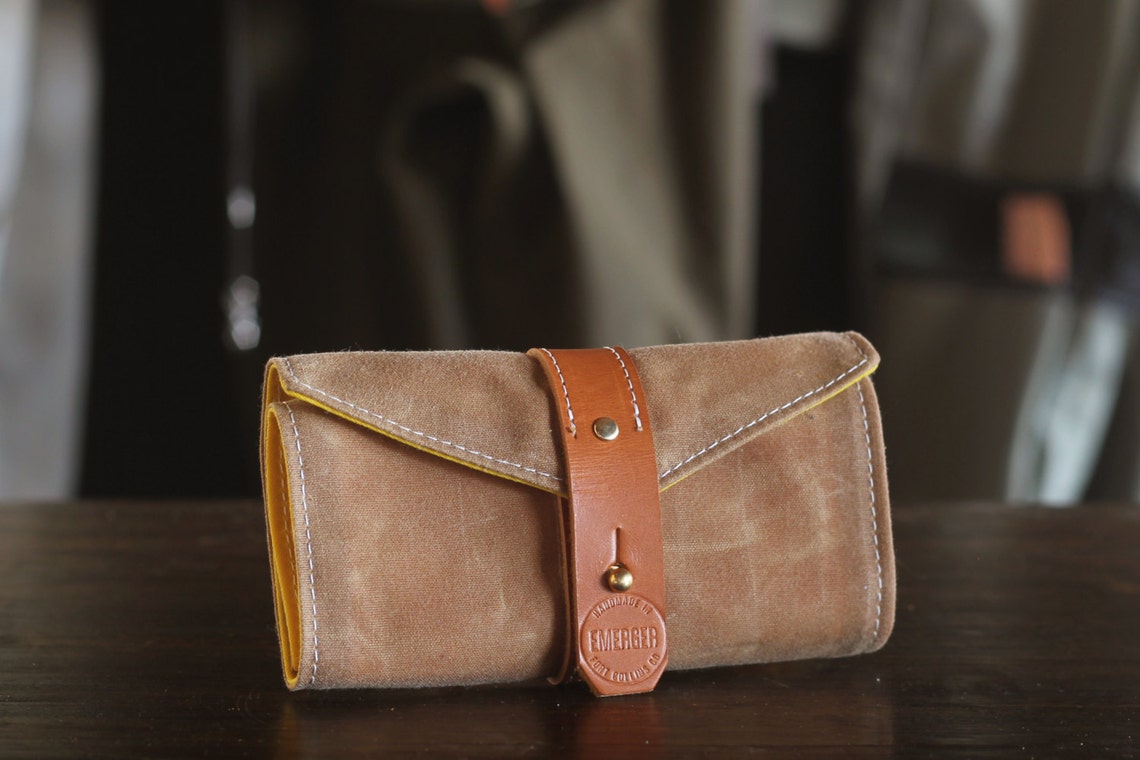 Waxed Canvas and Leather Fly Fishing Leader Wallet - Etsy