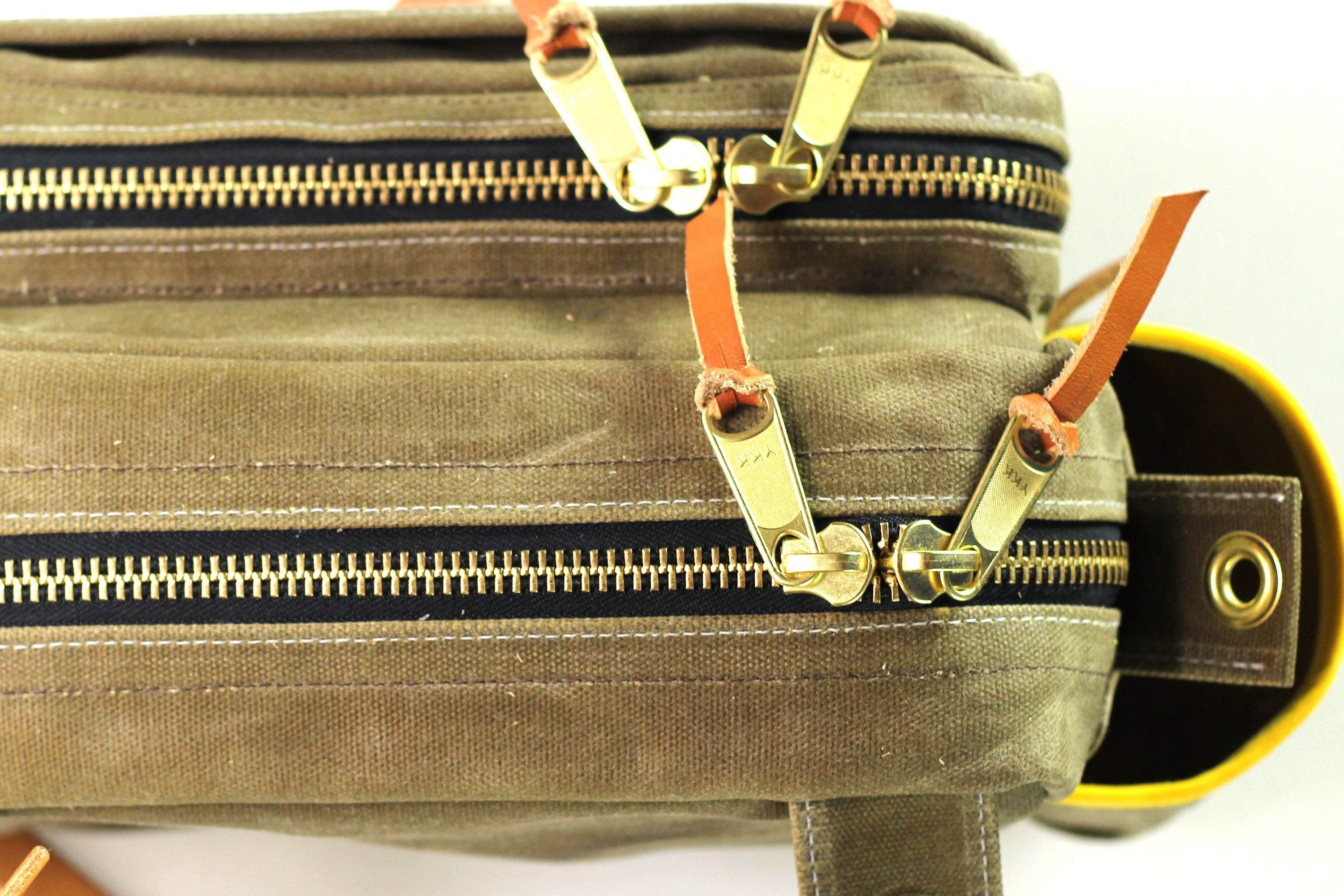 Waxed Canvas and Leather Fly Fishing Bag With Front Mounted Net Slot ...