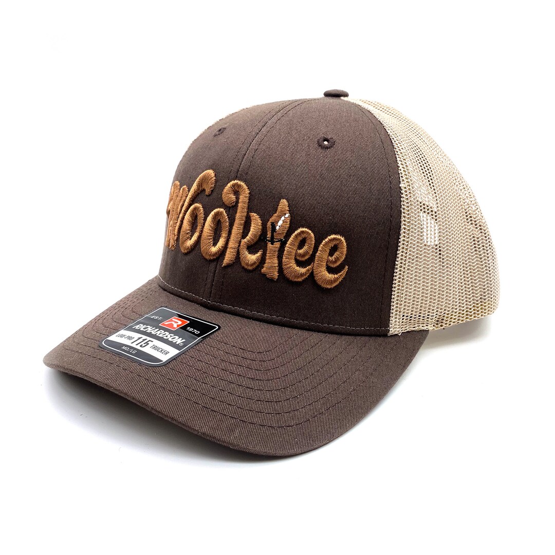 Wookiee Font Embroidered 3D Puff Letter Trucker Cap Hats (brown/khaki ...