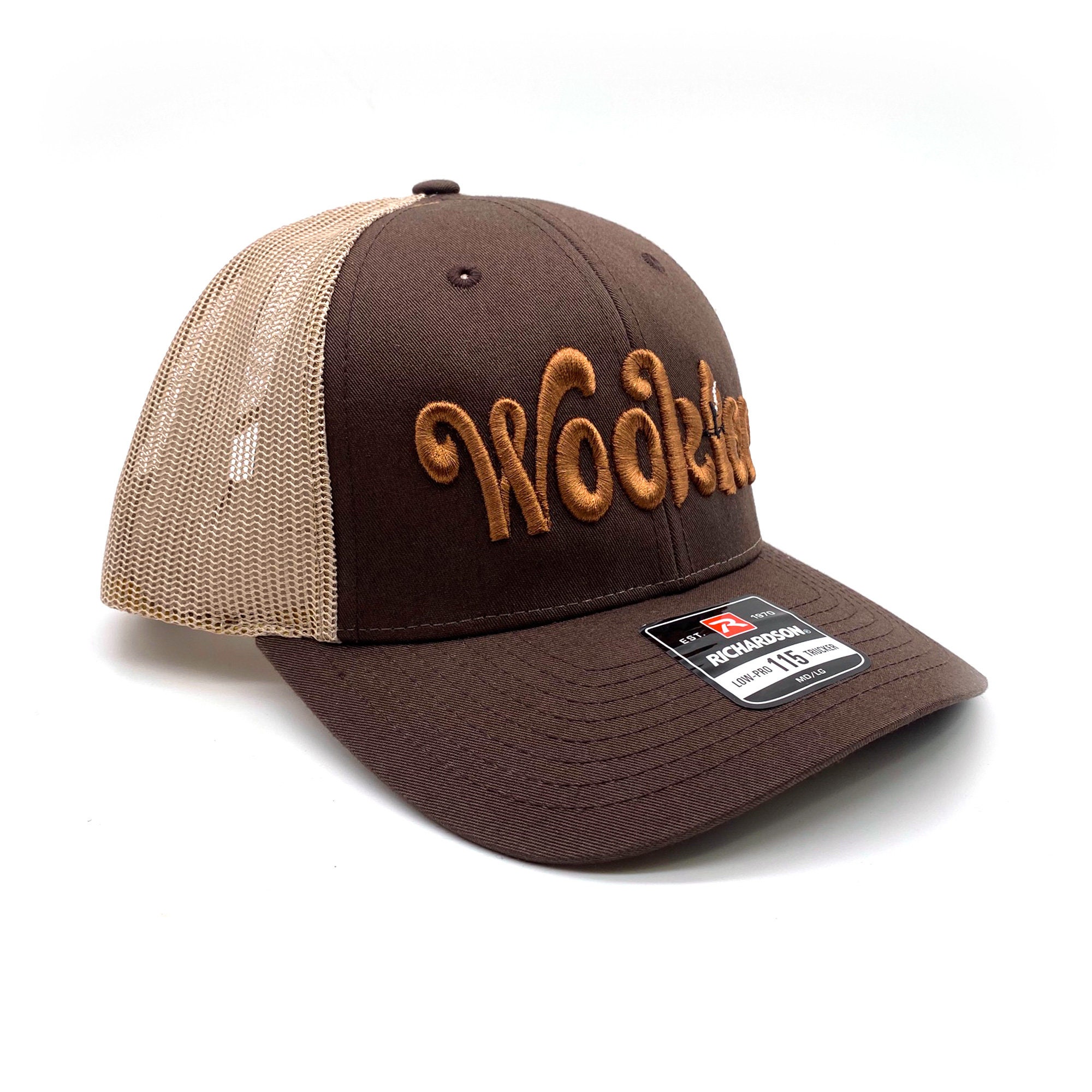 Wookiee Font Embroidered 3D Puff Letter Trucker Cap Hats (brown/khaki ...